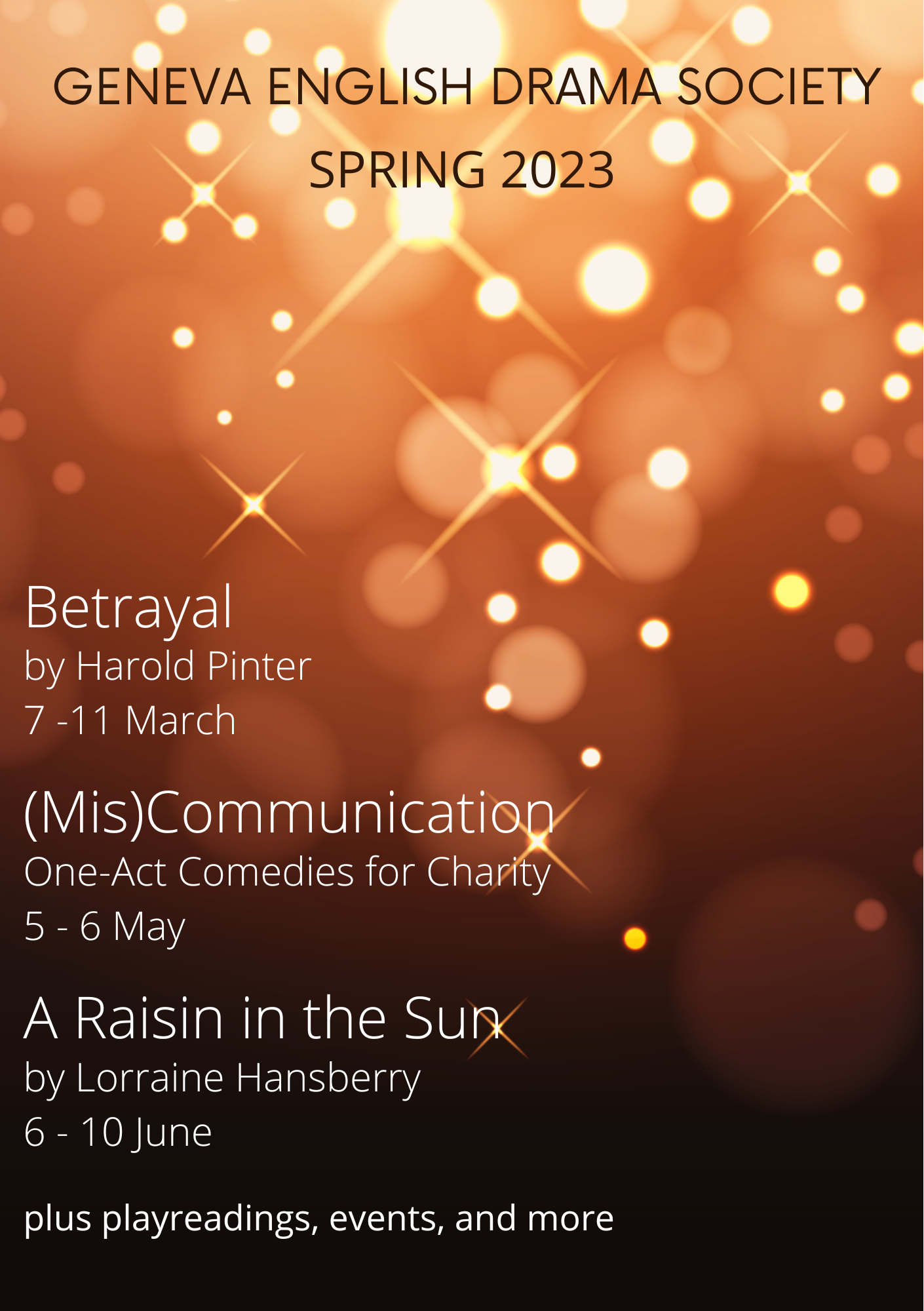 GEDS SPRING 2023 SEASON LEAFLET - Geneva English Drama Society (GEDS)